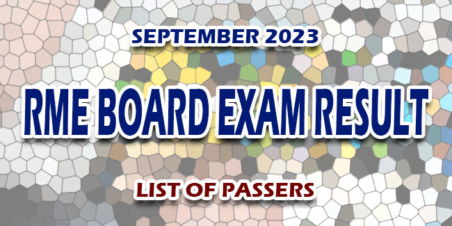 RME Board Exam Result September 2023 - LIST OF PASSERS | NewsFeed
