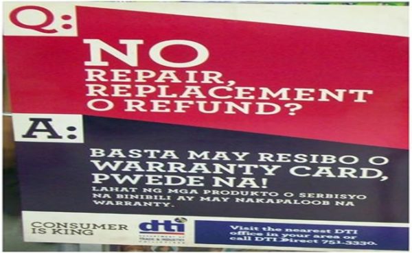 “No Return No Exchange” Policy Strictly Prohibited By DTI