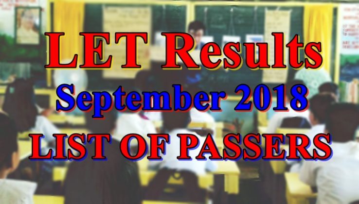 LET Results September 2018 List Of Passers (FULL)