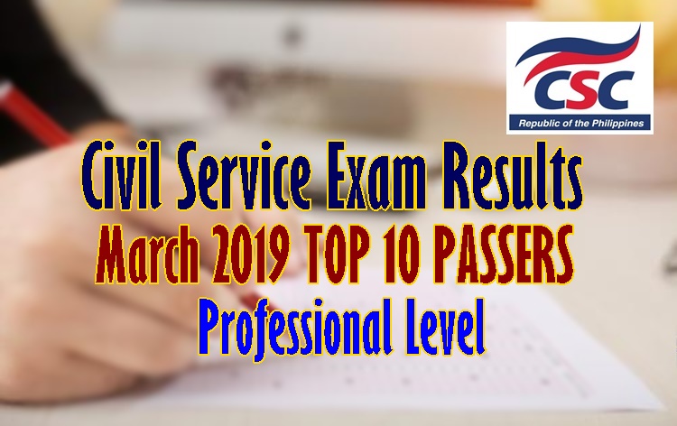 Civil Service Exam Result March 2019 (CSE-PPT) Top 10 Passers (Prof)