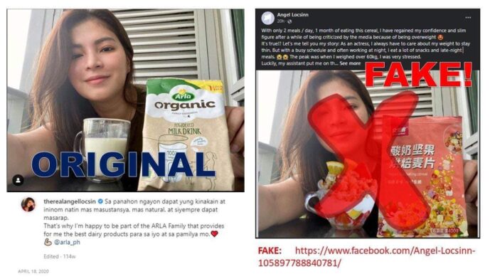 Angel Locsin Warns Public Against Fake Cereal Ad Using Her photo