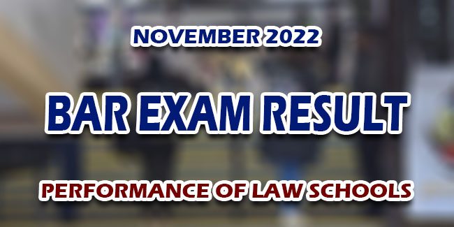 BAR Exam Result November 2022 - PERFORMANCE OF LAW SCHOOLS