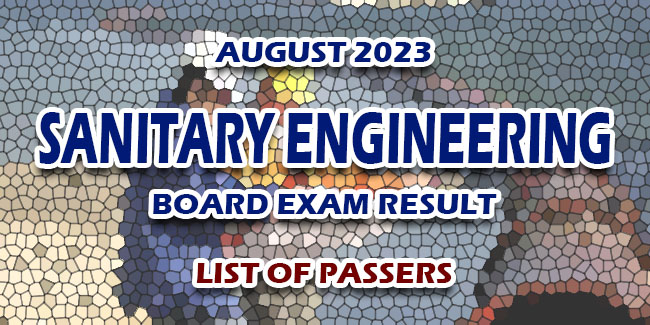 Sanitary Engineering Board Exam Result August 2023 - LIST OF PASSERS ...