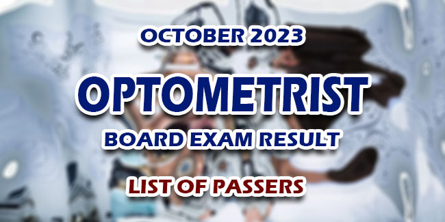 Optometrist Board Exam Result October 2023 - LIST OF PASSERS | NewsFeed