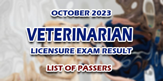 Veterinarian Licensure Exam Result October 2023 - LIST OF PASSERS ...