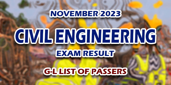 Civil Engineering Board Exam Result November 2023 G-L LIST OF PASSERS ...