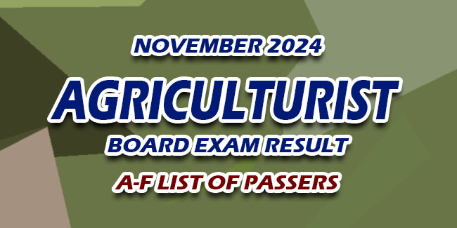 Agriculturist Board Exam Result November 2024 A-F LIST OF PASSERS ...
